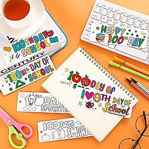 200 Pcs 100 Days of School Bookmark Blank Bookmarks to Decorate Cute Bookmarks Happy 100th Day Activities for 100 Days of School Decorations School Classroom Prize Reading Rewards Gifts for Kids Adult