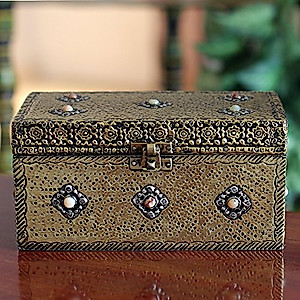 NOVICA Repousse Brass Jewelry Box, Metallic 'Mughal Treasure Chest'