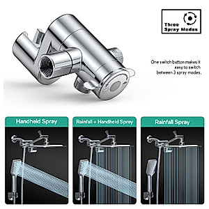 Shower Head with Handheld, Shawilk 8’’ High Pressure Rain shower Head with Adjustable Extension Arm Dual Square Shower Head Combo With 3 Spray Settings, 5ft Shower Hose, Anti-leak & Easy Installation