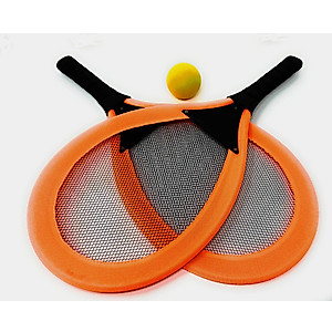 Kids Racket Ball Set Random Colors - Starter Kit Racquetball Set for Beginners Includes 2 Plastic Rackets and 1 Ball. Teach Young Children to Play Tennis Games at Beach Pool Lawn Backyard