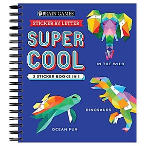 Brain Games - Sticker by Letter - 3 Sticker Books in 1 (30 Images to Sticker: In the Wild, Dinosaurs, Ocean Fun)