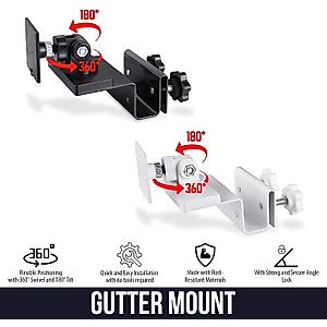 Wasserstein Gutter Mount Compatible with Ring, Arlo, Blink, Reolink Cams & Compatible Solar Panels (3 Pack, Black)