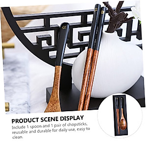1 Set Wooden Spoon Set Travel Utensils Food Spoon Japanese Tableware Wooden Chopsticks Spoon