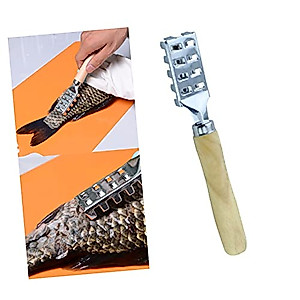Fish Skin Cleaner Remover Fish Scale Kitchen Fish Scale Scraper Cleaner Fish Scales Manual Fish Scales Fish Scale Brush Scales Silver Manual Bamboo Fish Scraper