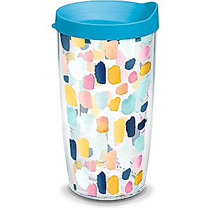 Tervis Yao Cheng - Merriment Geo Made in USA Double Walled Insulated Tumbler Cup Keeps Drinks Cold & Hot, 16oz, Clear