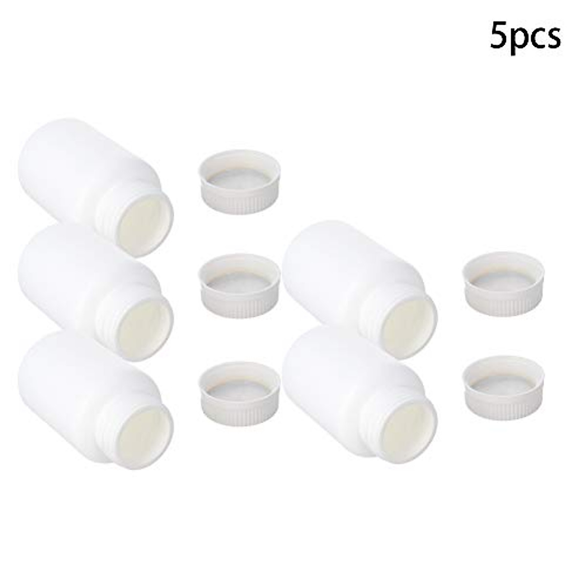 Othmro PE Plastic Lab Chemical Reagent Bottles 5pcs, 51ml/1.72oz Wide Mouth 28mmID Round Sample Liquid Storage Container Sealing Bottles White with Cap