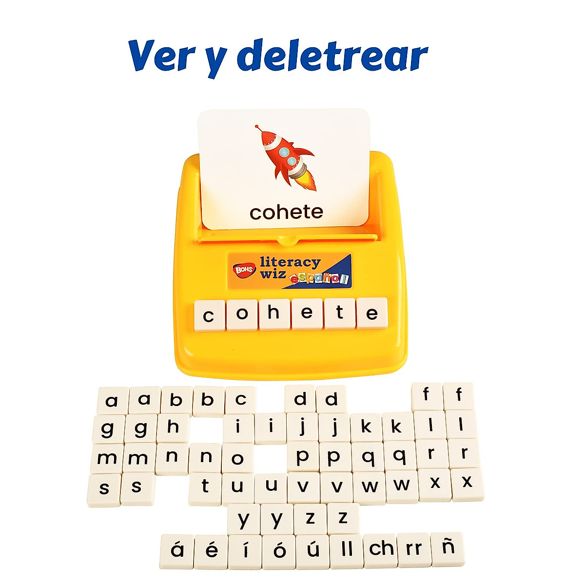 BOHS Spanish Literacy Wiz Spelling Game - Espanol Lower Case 60 Flash Cards - Preschool Language Learning Educational Toys