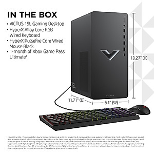 HP Victus 15L Gaming Desktop Bundle, 13th Generation Intel Core i5-13400F, 8 GB RAM, 512 GB SSD, NVIDIA GeForce RTX 3050 Graphics, Windows 11 Home, TG02-1020h (2023),Black