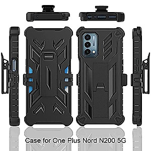 Case for OnePlus Nord N200 5G Case with Screen Protector x2 Tempered Glass [Rotating Belt Clip Holster] [Kickstand] Military Grade Heavy Duty Bumper Shockproof Full Body Protection Nord N200 5G Case-4