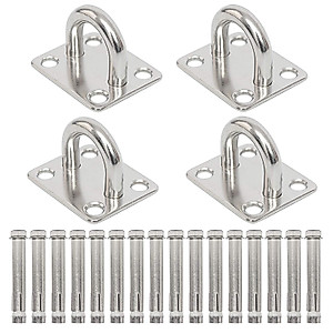 Wall Ceiling Mount Pad Eye Plate, Heavy Duty Marine Hardware Staple Loop U-Shaped Ring Hook Sail Shade Hardware, Suspension Kit for Resistance Training Straps,Yoga Swings, Hammock & Gym Accessories