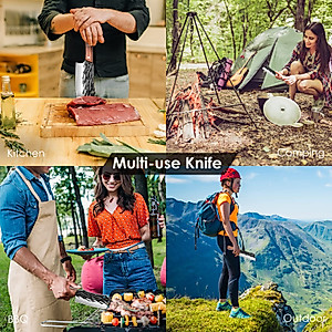 UniqueFire Full Tang 5.8 Inch Meat Cleaver, Sharp Mini Chefs Knife, Carbon steel Handmade Blade, Perfect Outdoor Gift, Mini Camping Knife with Sheath for BBQ, Fishing, Hiking