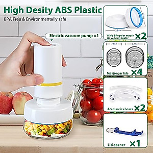 Electric Mason Jar Vacuum Sealer Food Vacuum Saver for Wide and Regular Mouth Mason Jars Can Sealer Jar Seal Pump Kit Accessories Hose Compatible with FoodSaver Vacuum Canning Sealer Machine Attachment Jars Sealing Hood for Food Storage