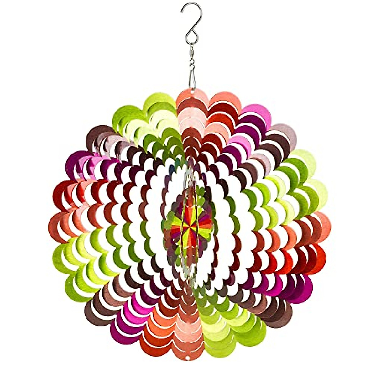 Dawhud Direct Rainbow Spiral Kinetic Wind Spinner for Yard and Garden Wind Spinner Outdoor Metal Large Hanging Rainbow Decor 3D Garden Art Wind Sculpture Spinners Kinetic Art Lawn Ornaments