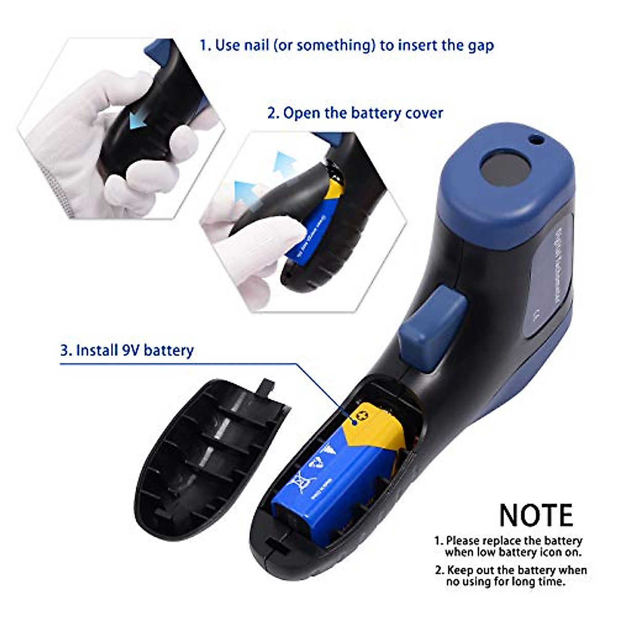 EHDIS Digital Handle Tachometer RPM Meter Non Contact Photo LCD Tachometer RPM Reader Gauge Speed Tach Meter