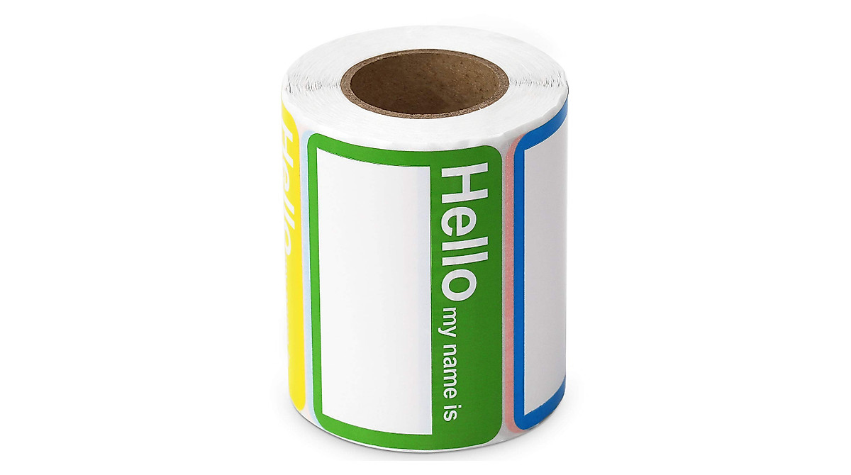 Methdic 5-Color Name Tag Stickers | 400 Labels for Events & Office