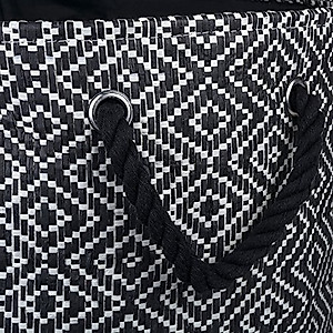 DII Woven Paper Storage Bin, Diamond Basketweave, Black/White, Medium