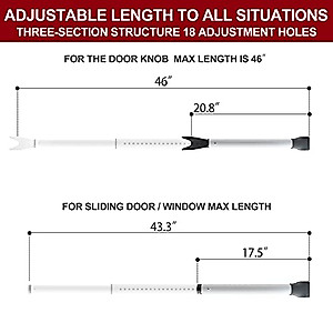 AceMining Upgraded Door Security Bar & Sliding Patio Door Security Bar, Heavy Duty Security Door Stoppers Adjustable Door Jammer Security Bar for Home, Apartment, Travel (1 Pack,White)