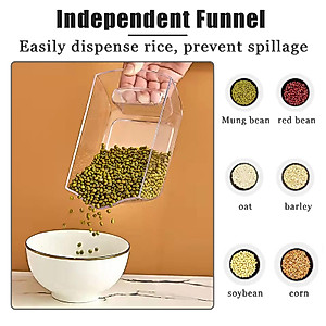 Rotating Grain Dry Food Dispenser Countertop - 6 Grids Cereal Tank for Lentils, Rice, Beans - Transparent Kitchen Pantry Storage Container, 360° Rotatable Design, Max 22 lbs Capacity, White - PET+PP