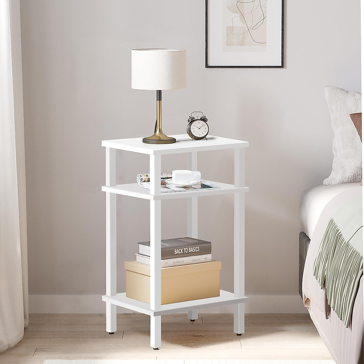 TUTOTAK End Table, Side Table, Nightstand, 3-Tier Storage Shelf, Sofa Table for Small Space, Living Room, Bed Room TB01BW049