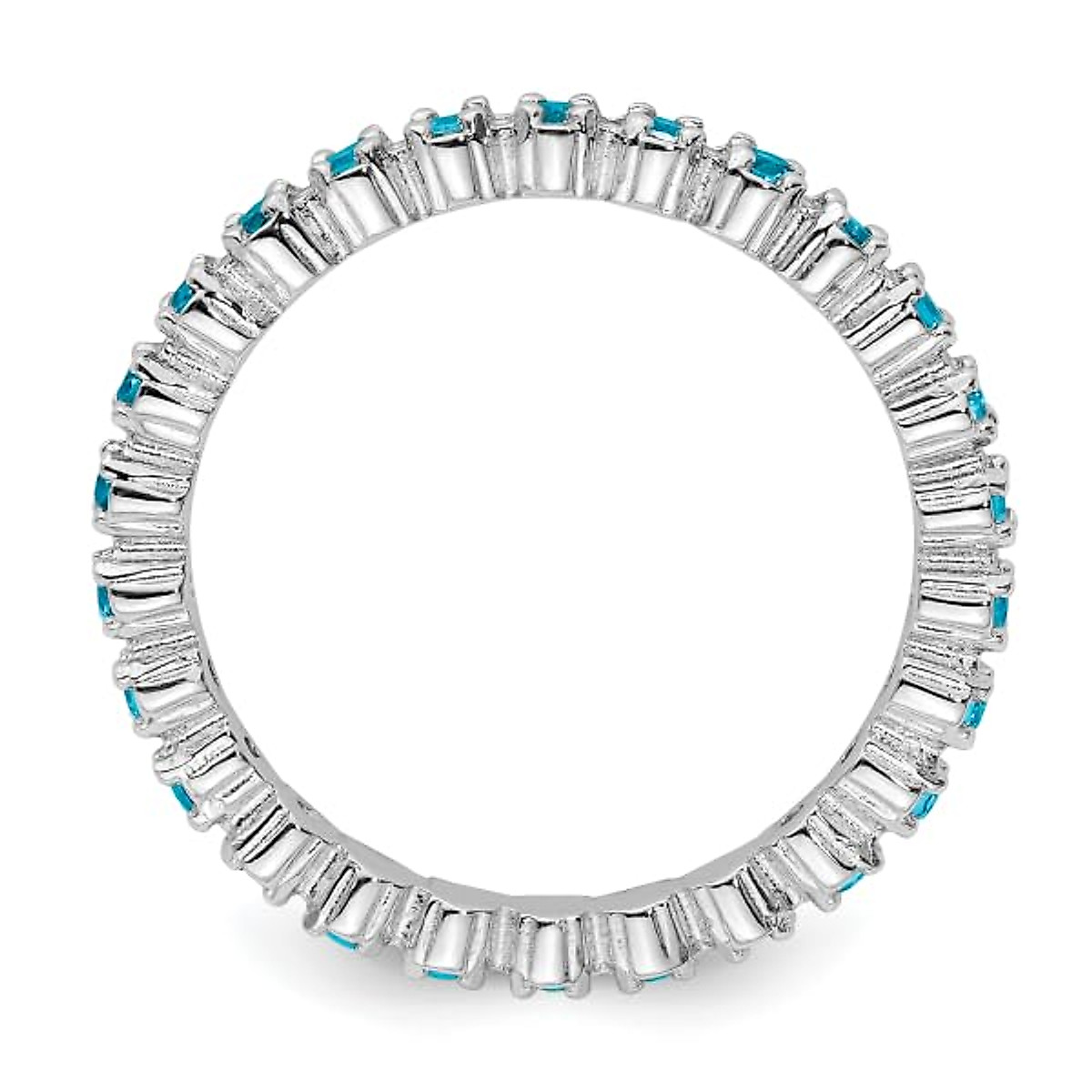 IceCarats 925 Sterling Silver Blue Topaz Stackable Ring Gemstone Band December Birthstone Jewelry Size 8.00