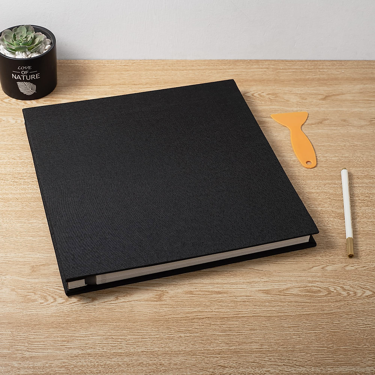 HenPisen Large Photo Album Self Adhesive Scrapbook Album for 4×6 5×7 8×10 Pictures DIY Magnetic Linen Cover Album 60 Pages for Family Wedding Gifts with Metal Pen and Plastic Board