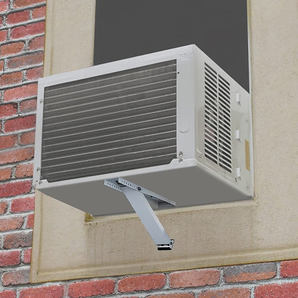 Window Air Conditioner Support Bracket,Relieves Weight Stress On The Window Frame A/C Safe Support Bracket Installs from Inside The House Built-in Bubble Level Window AC Mount Bracket up to 85lbs…