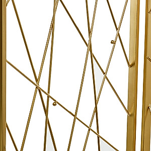 Deco 79 Metal Abstract Partition Room Divider Screen Foldable Partition Wire Rod 3 Panel Privacy Screen with Small Ball Accents, Room Partition 59" x 2" x 79", Gold