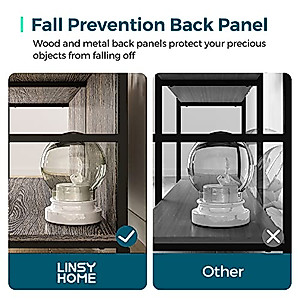 LINSY HOME 5 Tiers Bookshelf with LED Light Remote Control 69.5'' Tall Book Shelf Wide with 10 Storage Shelves, Free Standing Display Shelf with Wood Board & Metal Frame for Living Room, Home Office