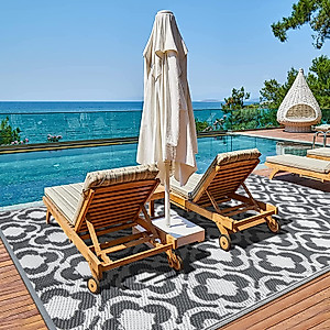 HEBE Outdoor Rug 4'x6'Waterproof Patio Mat Clearance Reversible Door Mats Plastic Straw Camp RV Tent Carpet Floral Area Rug for Camping,Backyard,Deck,Picnic,Beach,Trailer