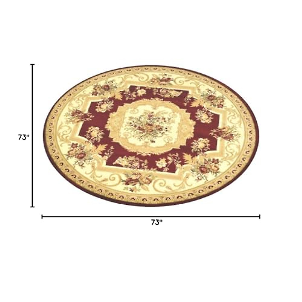 Unique Loom Versailles Collection Traditional Classic Floral Motif Area Rug (6 ft Round, Burgundy/ Ivory)