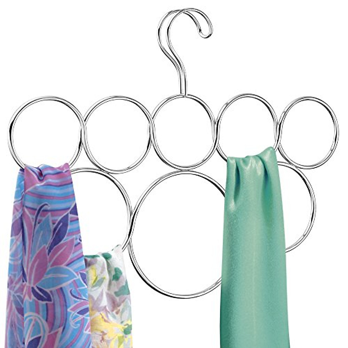 iDesign Classico Metal 8-Loop Scarf Hanger, No Snag Closet Organization Storage Holder for Scarves, Men's Ties, Women's Shawls, Pashminas, Belts, Accessories, Clothes, 13.13" x .5" x 1.25", Chrome