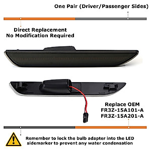iJDMTOY Smoked Lens Red Full LED Rear Side Marker Light Kit Compatible with Ford 2015-up Mustang, Powered by 48-SMD LED, Replace OEM Back Sidemarker Lamps