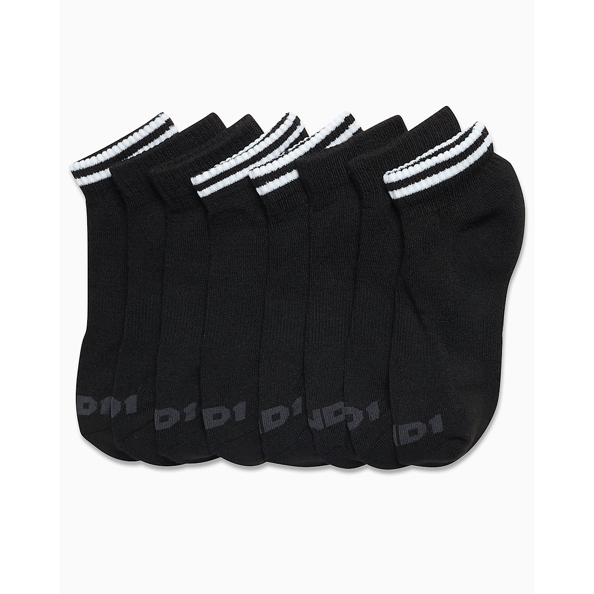 AND1 Boys' Socks - Athletic Cushion Quarter Cut Socks (8 Pack), Size Small-Medium, Solid Black