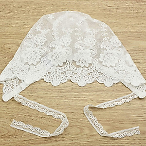 Nihao Baby Baptism Bonnet (F-White Simple Lace Bonnet, 1-2 Years Old)