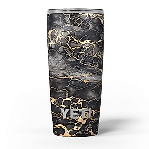 Design Skinz Black and Gold Marble Surface - Skin Decal Vinyl Wrap Kit Compatible with The Yeti Rambler Cooler Tumbler Cups