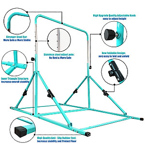 MARFULA Upgrade Foldable Gymnastic Bar with Mat for Kids Ages 3-12, 200 lbs Weight Capacity, Gymnastic Kip Bar Horizontal Bar for Kids, Gymnastic Training Equipment for Home and Gym Center Use