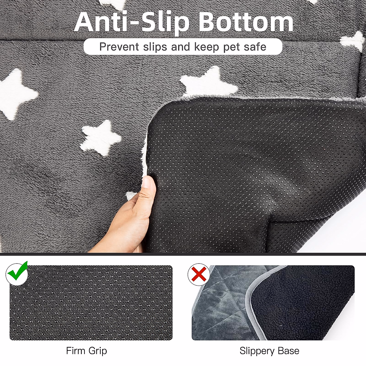 Mora Pets Dog Crate Pad Kennel Bed Crate Mat for Small Dogs Washable Cute Star Pet Bed for Dog Cage Ultra Soft Flat Puppy Cat Kitten Pillow Cushion for Sleeping Anti-Slip Grey 24 x 18