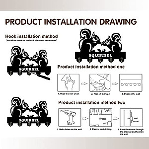 KingLive Squirrel Wall Mounted Key Rack, Key Hooks Wall Hanger Home Room Decor for Children, with 5 Sturdy Key Hooks for Front Door, Entryway, Hallway, Farmhouse