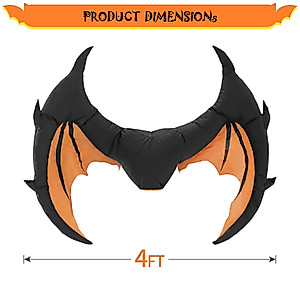 DomKom Halloween Inflatable Costume Devil Wings, 4FT Cosplay Wing for Halloween Party, Halloween Blow Up Costume for Kids and Adults, Portable Power Fan Combination