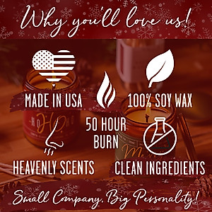 Christmas Candles, Christmas Candle - 'Merry Christmas' Christmas Scented Holiday Candles, w/Pine, Frasier Fir, Cedar I Christmas Tree Candle I Stocking Stuffers for Women I 9oz, 50Hr, USA Made