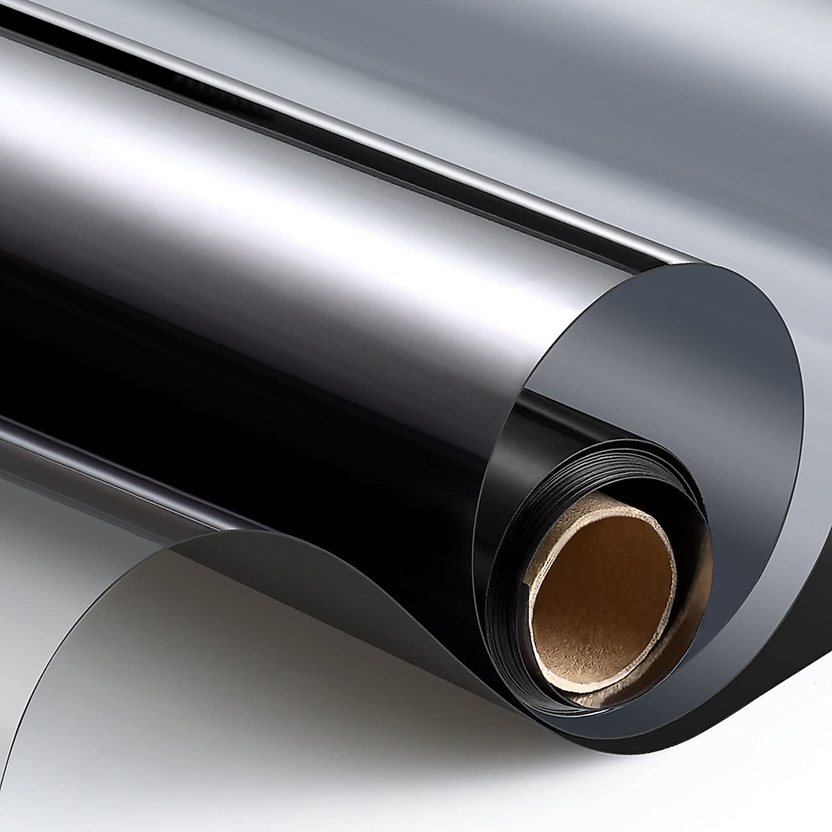 HooTown Window Tint for One Way Daytime Privacy Window Film Heat Control Sun Blocking Anti UV Non-Adhesive Static Cling Reflective Mirror Glass Film for Home Office, Black Silver, 23.6 in x 32.8 ft