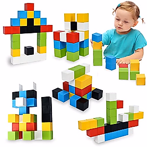 Akyvins Magnetic Building Blocks for Kids - Magnetic Blocks 1.2in Perfect Size Magnetic Building Toys for Toddlers, Magnetic Cubes, Preschool STEM Educational Sensory Magnet Building Blocks