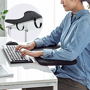 LIJCC Keyboard Tray Ergonomics Desk Extender Tray Foldable, Clamp on Keyboard Drawer Table Mount Armrest Shelf Stand Slide Computer Elbow Arm Support Easy to Clean/#B Under Desk Keyboard Drawer