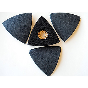 Combo Value Pack - 3 inch Triangular Hook and Loop Sanding pad with Universal Arbor Plus 20 Count Sanding Paper kit for Fein Multimaster ?, Craftsman, Ridgid, Bosch, Chicago, etc.