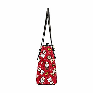 InterestPrint Christmas Santa and Bear Women's Stylish Tote Bag Travel Shoulder Bag