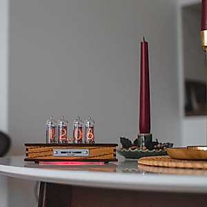 Authentic Nixie Tube Clock Bundle with Spare IN-14 Nixie Tube, Motion Temperature Humidity Sensors, Dual RGB LED Backlight, Alarm Clock, Visual Effects, Replaceable Nixie Tubes, Made in Ukraine