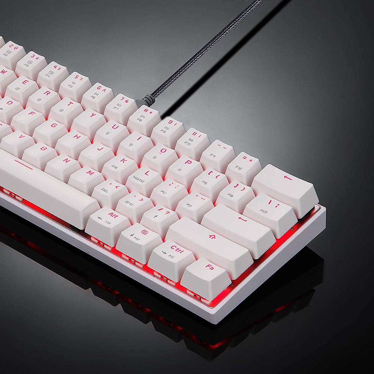 Motospeed CK62 61 Keys RGB Mechanical Keyboard USB Wired BT Dual Mode Gaming Keyboard Pink with OUTEMU Red Switches