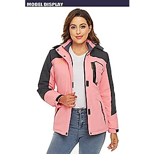 TACVASEN Waterproof Jackets for Women Winter Ski Jacket Warm Snow Coat Mountain Jacket Women Rain Jackets for Women Waterproof with Hood Raincoat