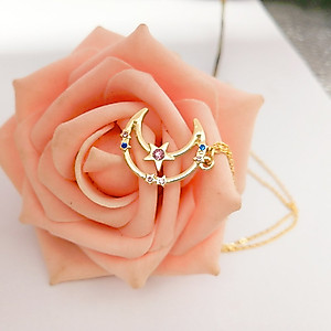 MYANAIL Nine Planets Pendant Necklace Sailor Moon Guardian Star Clavicle Necklace, Astronomy Enthusiast Gift Jewelry (Moon)