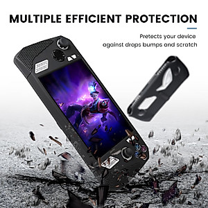 OPTOSLON Silicone Case with Kickstand Compitable with ASUS ROG Ally Gaming Handheld, Protective Cover Skin Shock-Absorption and Anti-Scratch with 2 Thumb Grips